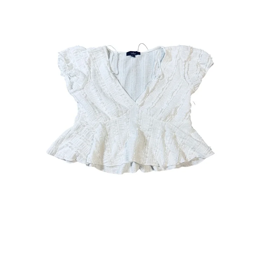 Lulus | Tops | Nwt Lulus Size Medium Estela Ivory Ruffled Puff Sleeve ...